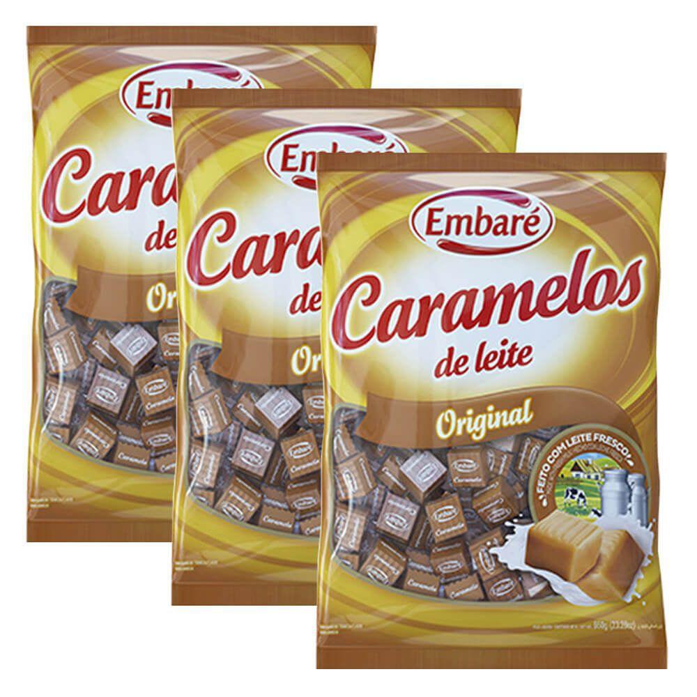 Kit 3 Balas de Caramelo Leite 660g - Embaré - Balas - Magazine Luiza