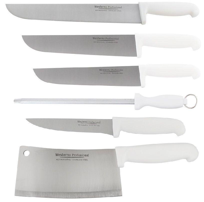 Kit 3 Facas Açougueiro 8 10 e 12 Pol Chaira 10 Polegadas Faca De ...