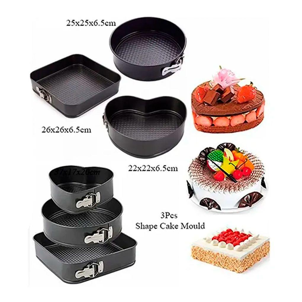 Kit 3 Formas Para Bolo Torta C/ Fundo Removível Antiaderente - UD243 ...