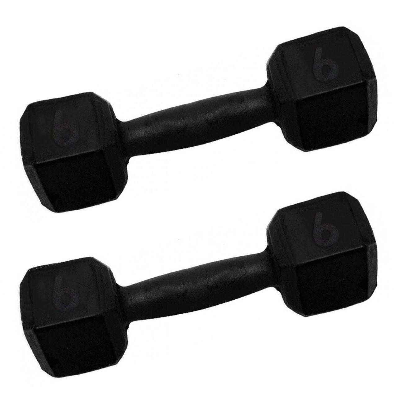 Kit 3 Pares de Halter Sextavado 4 Kg + 6kg + 8 Kg Ferro Fundido Mega ...