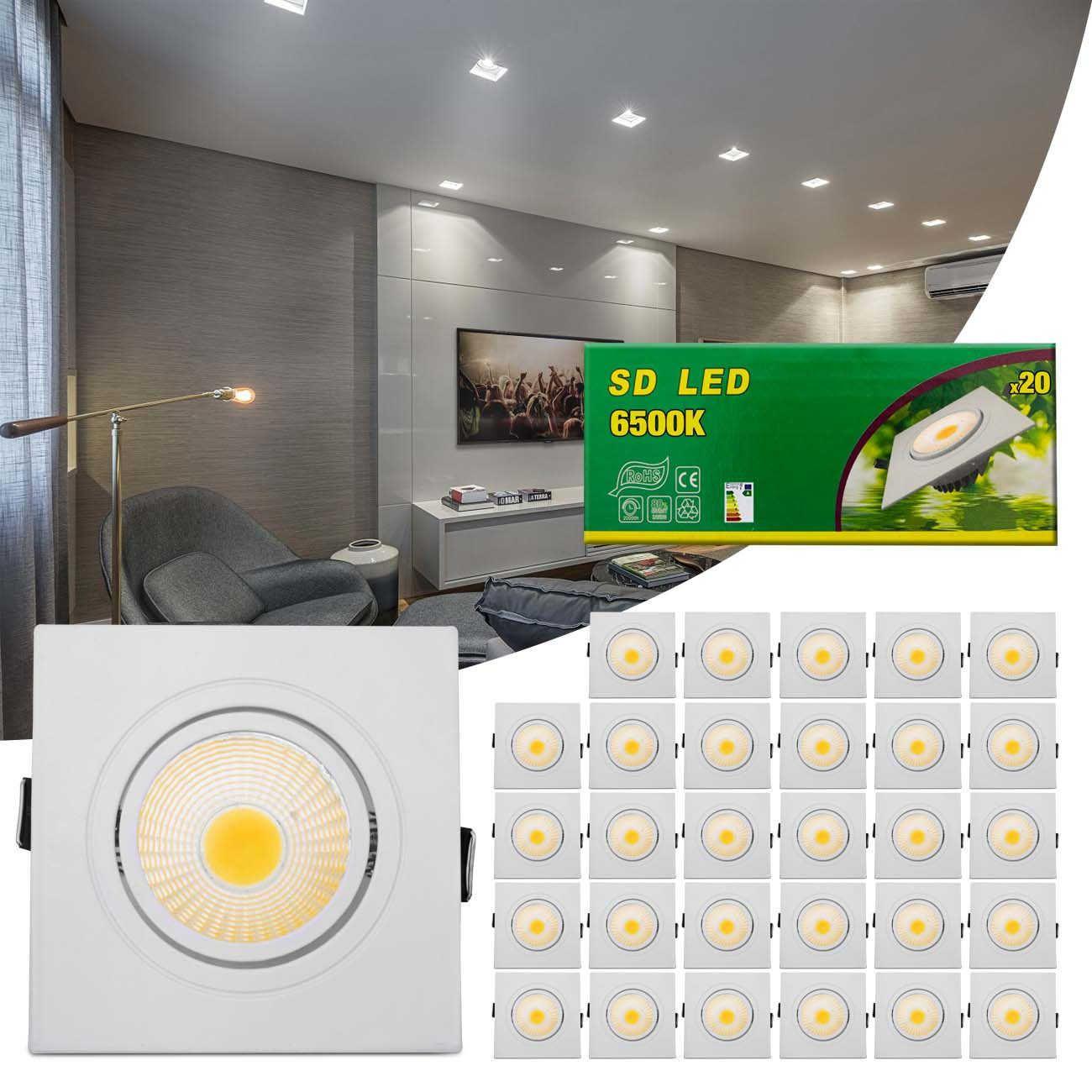 Kit 30 Spot Super LED COB 3W Quadrado Direcionável 6500K Branca Bivolt ...