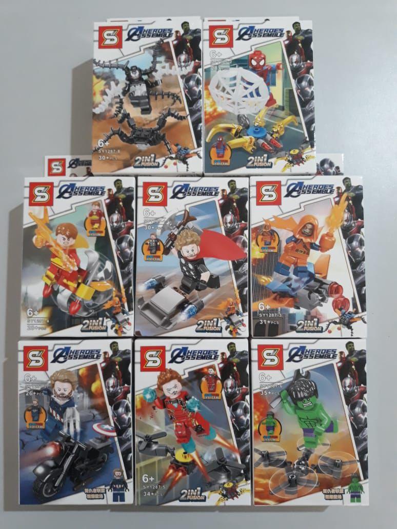Kit 8 cx Tipo Lego Heroes Assemble 8in1 Fusion Personagens Vingadores ...