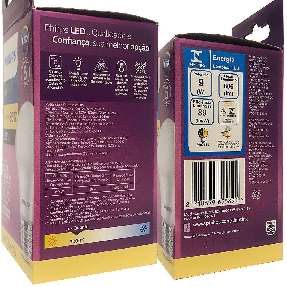 Kit 9 Lâmpadas Led Philips 9w Branco Frio Quente e Neutro - Lâmpada de ...
