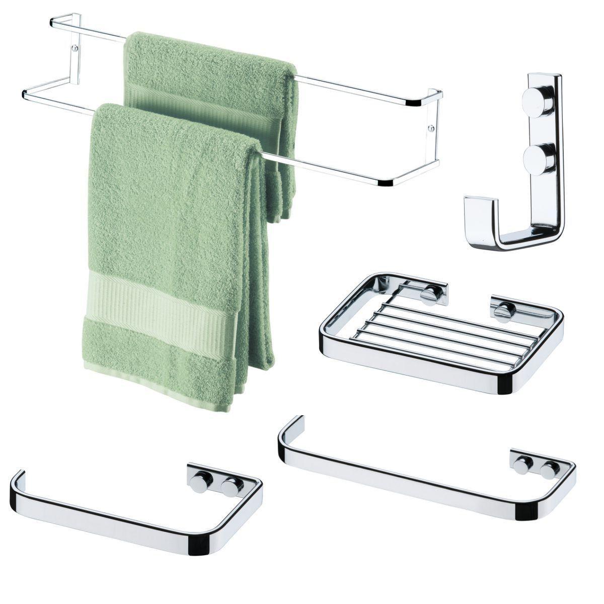 Kit Acessórios Banheiro 5 Peças Suportes de Parede - Cromado - Future ...