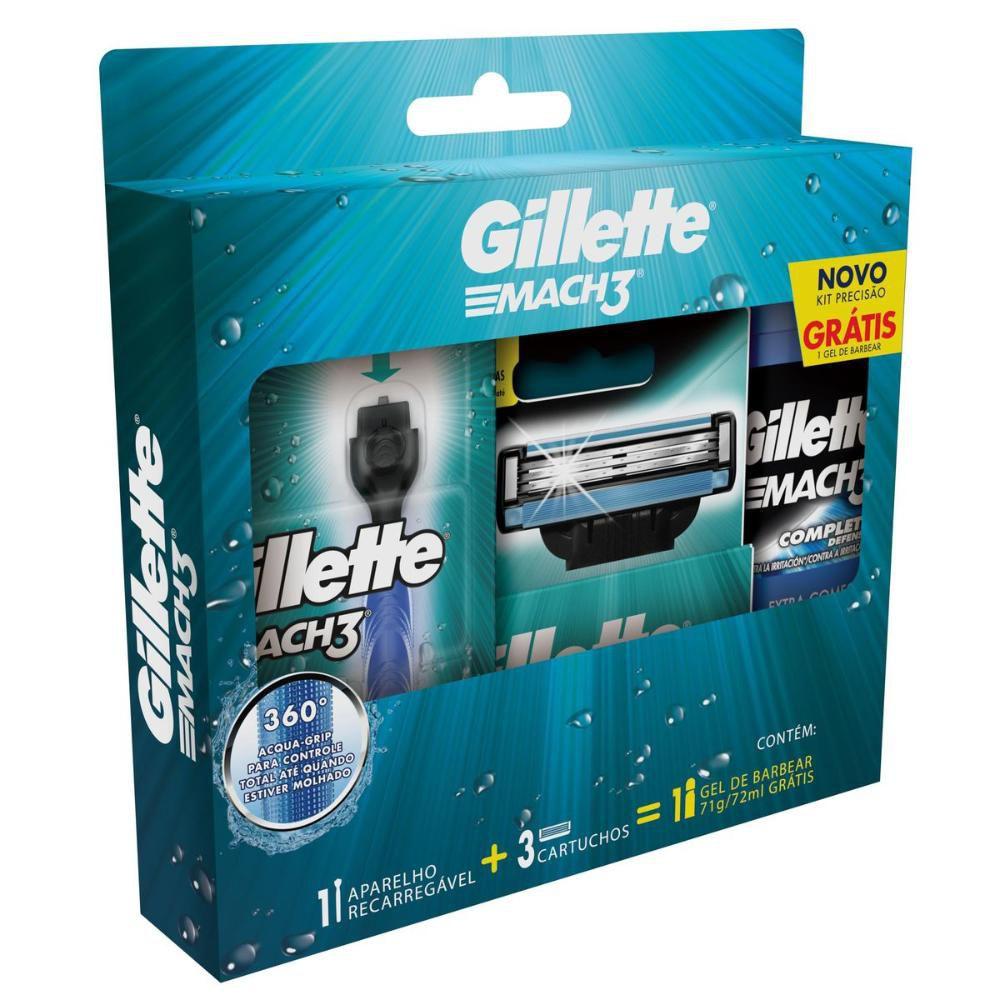 Kit Aparelho de Barbear Gillette Mach3 Acqua Grip c/ 2 Unidades + Gel ...