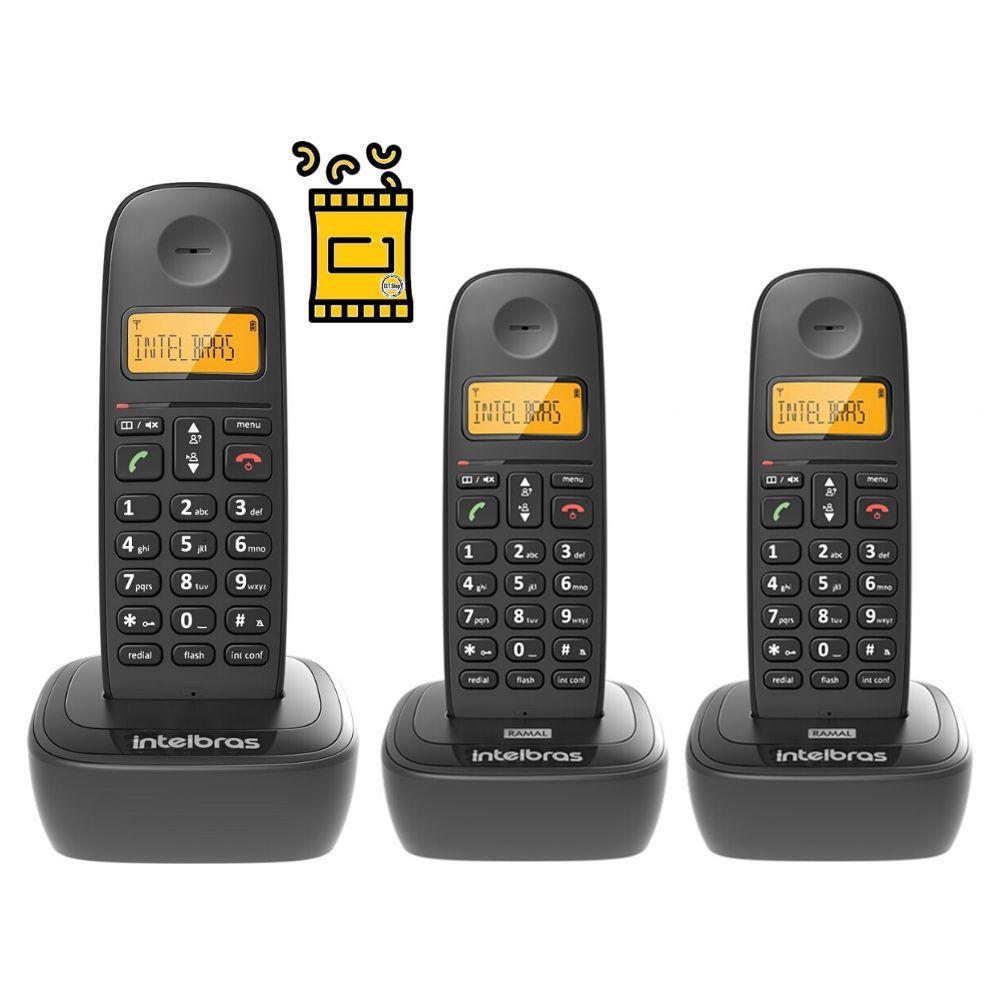 Kit Aparelho Telefone Fixo Sem Fio TS 2513 Intelbras 2 Ramal ...