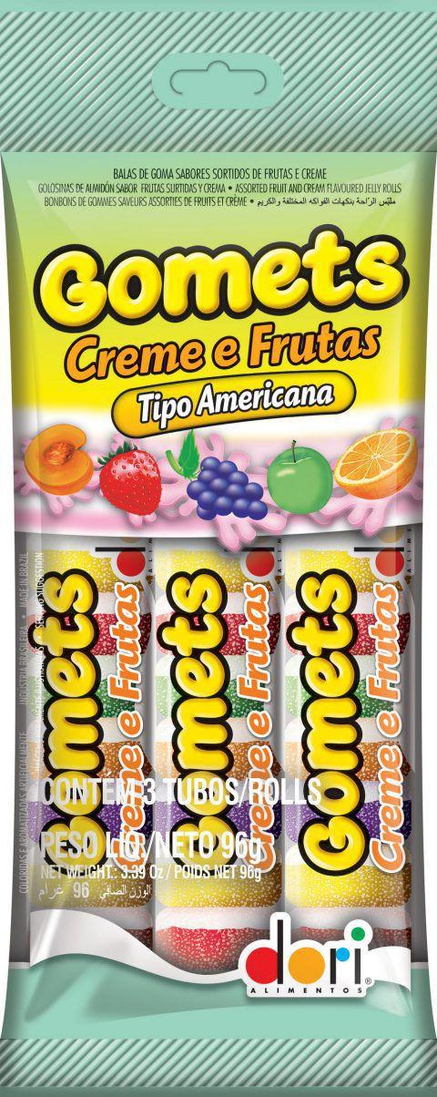 Kit c/ 30un Gomets Creme e Frutas 3 Tubos - 32g cada - Dori - Balas ...