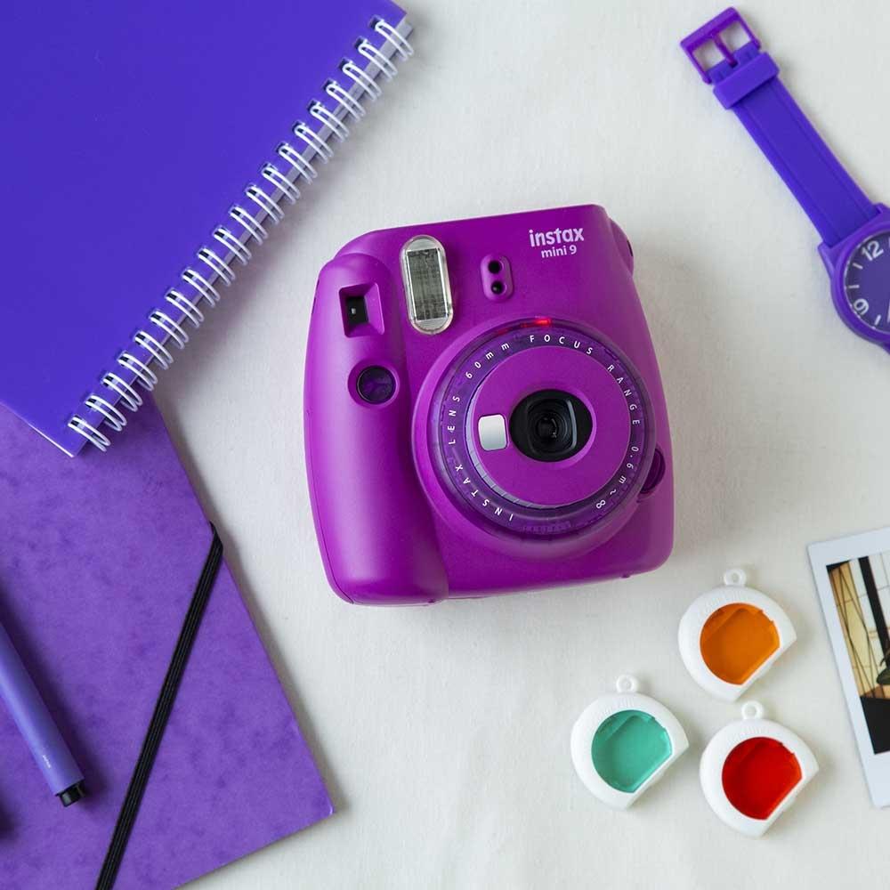 Kit câmera Instantânea Fujifilm Instax mini 9 ROXO AÇAÍ + estojo ...