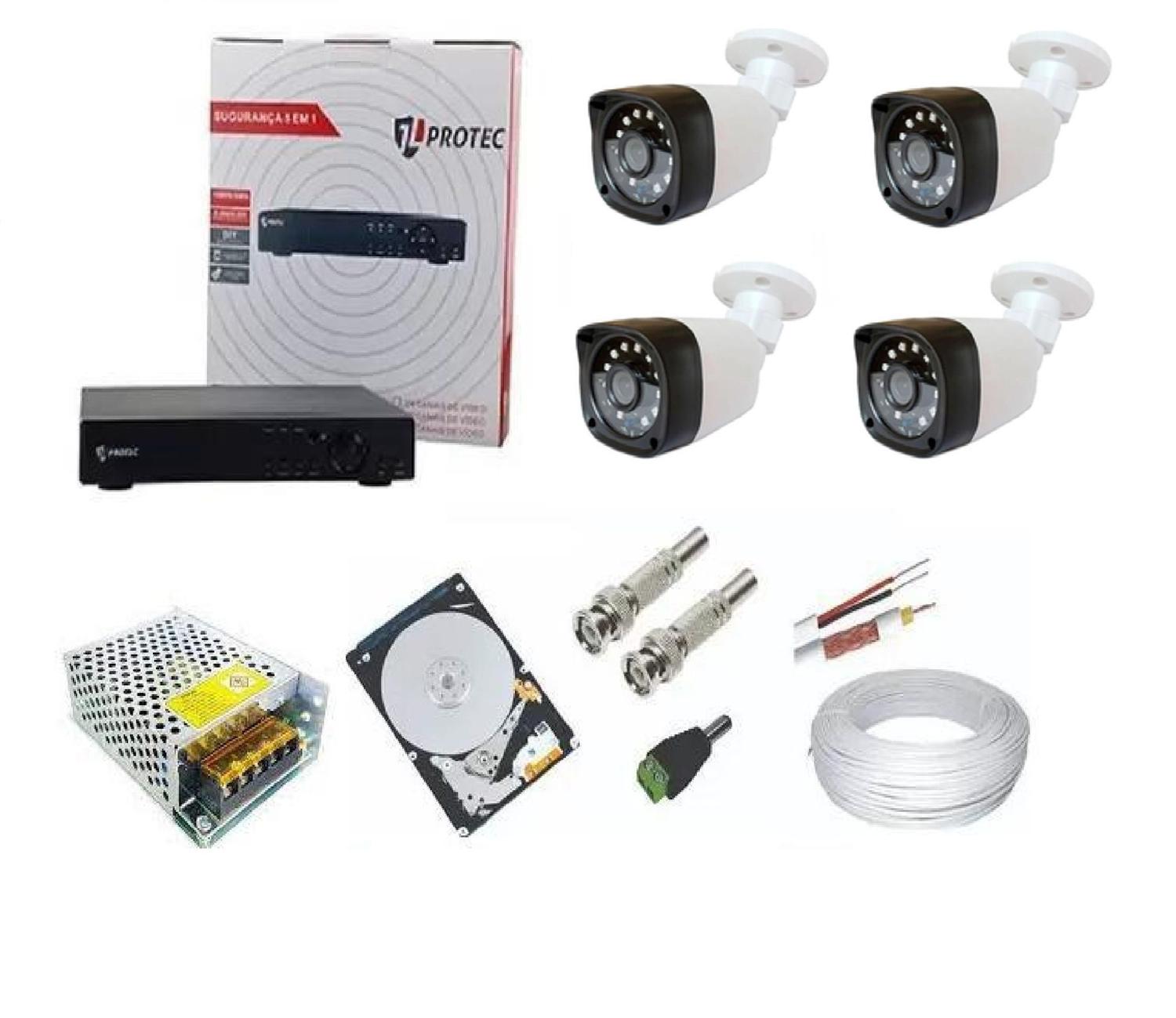 Kit Cftv 4 Câmeras Segurança 720 P 20m + Dvr Multi Hd 4 Ch - Protec C ...
