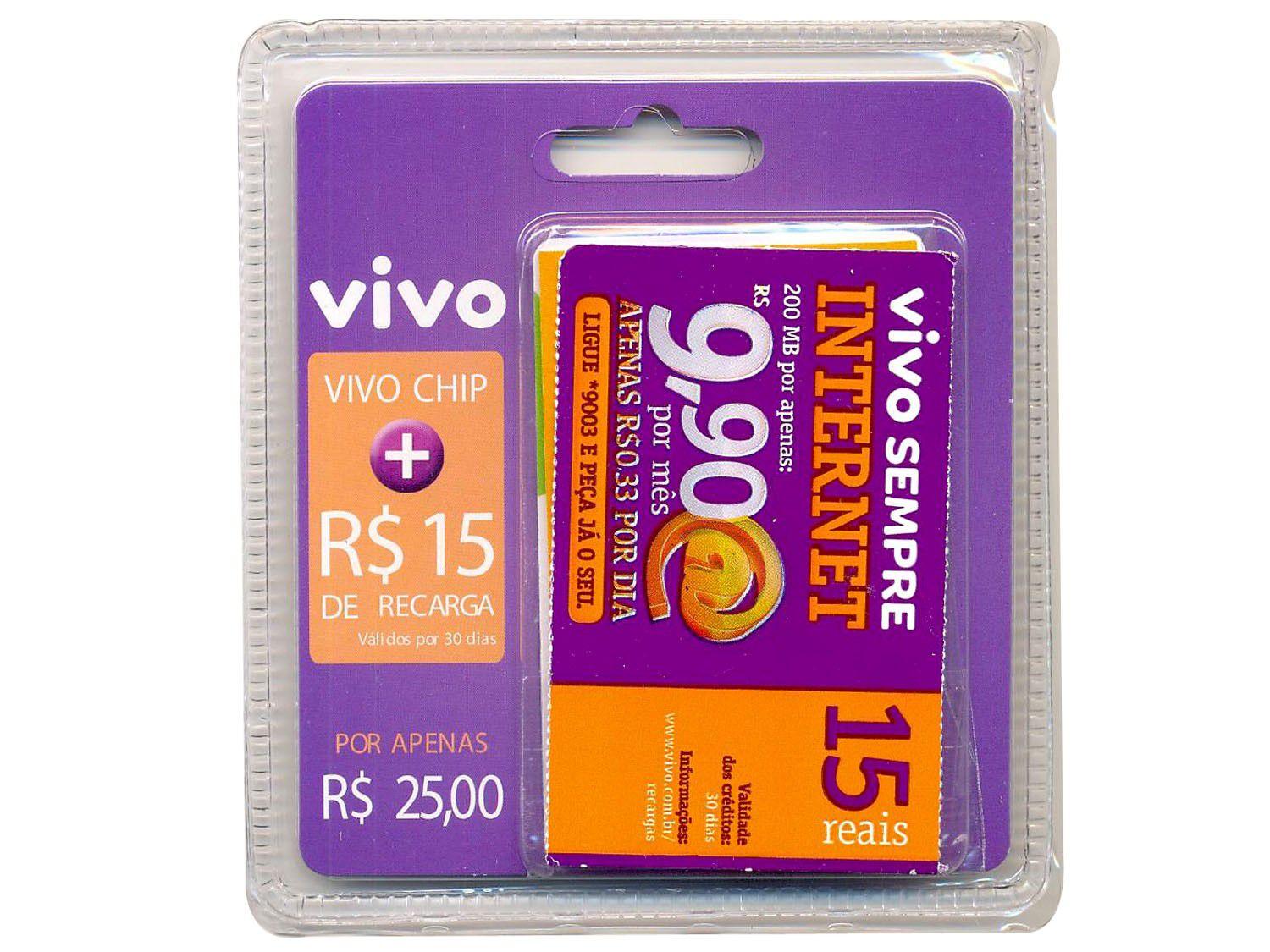 Kit Chip Vivo com Recarga R15,00 - para Todos os DDDs - Chip de Celular ...