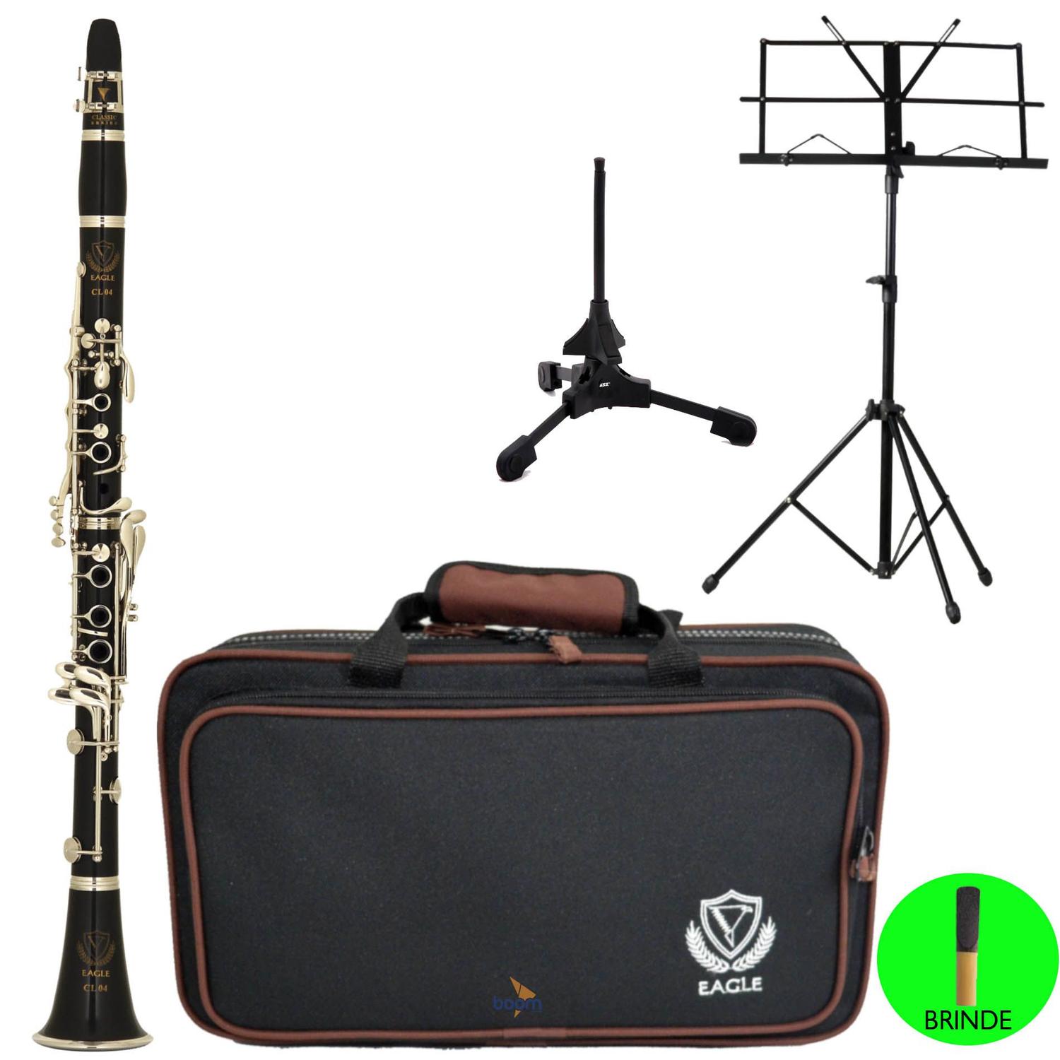 Kit Clarinete Eagle CL04N Sib 17 Chaves Brilhante Com Estojo ...