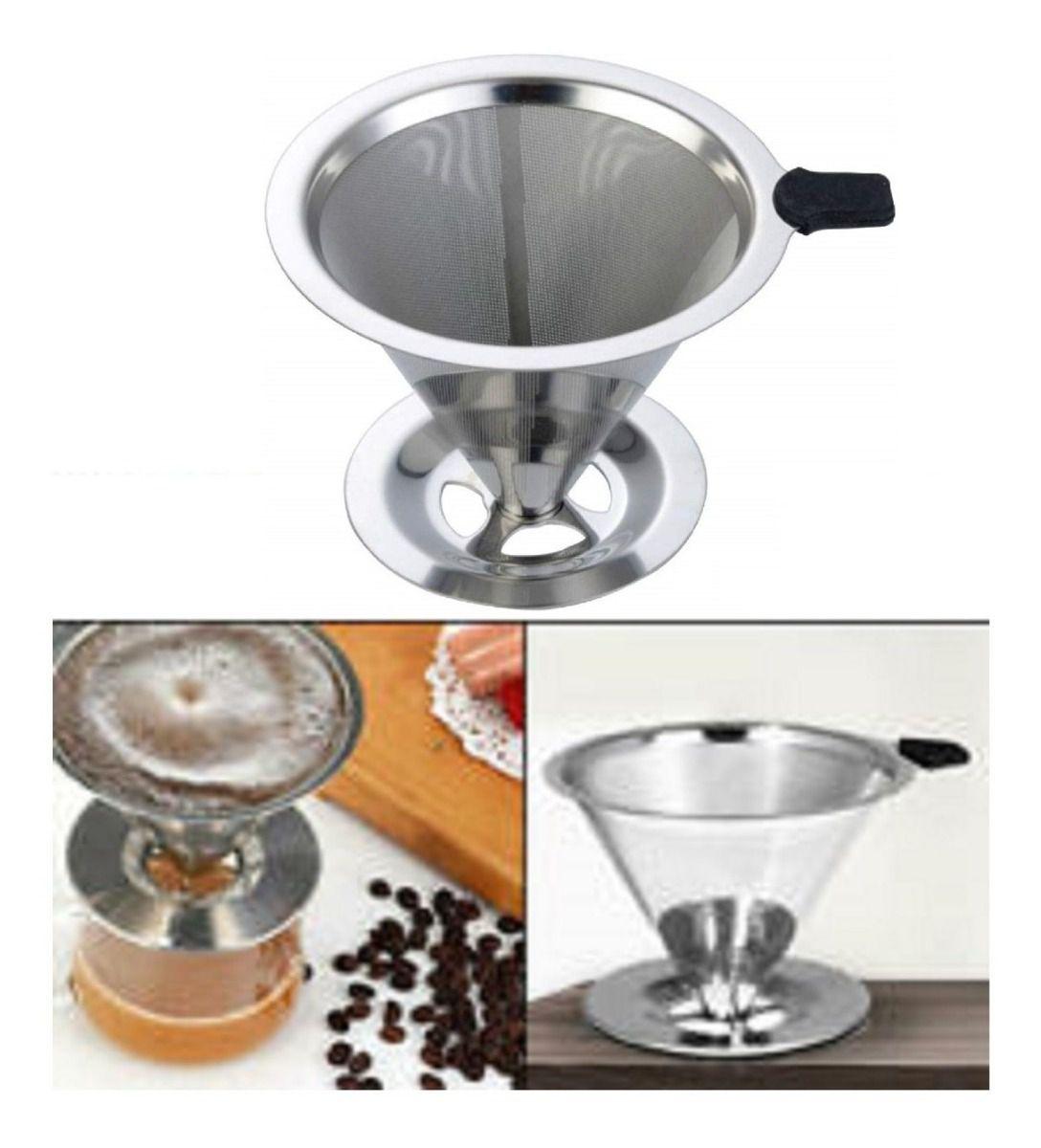 Kit Coador Aço Inox com Moedor De Café Grãos Manual Aço Inox E Mecanica ...