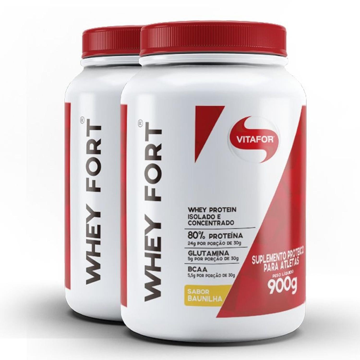 Kit com 2 Whey Fort 900g Baunilha Vitafor - Whey Protein - Magazine Luiza