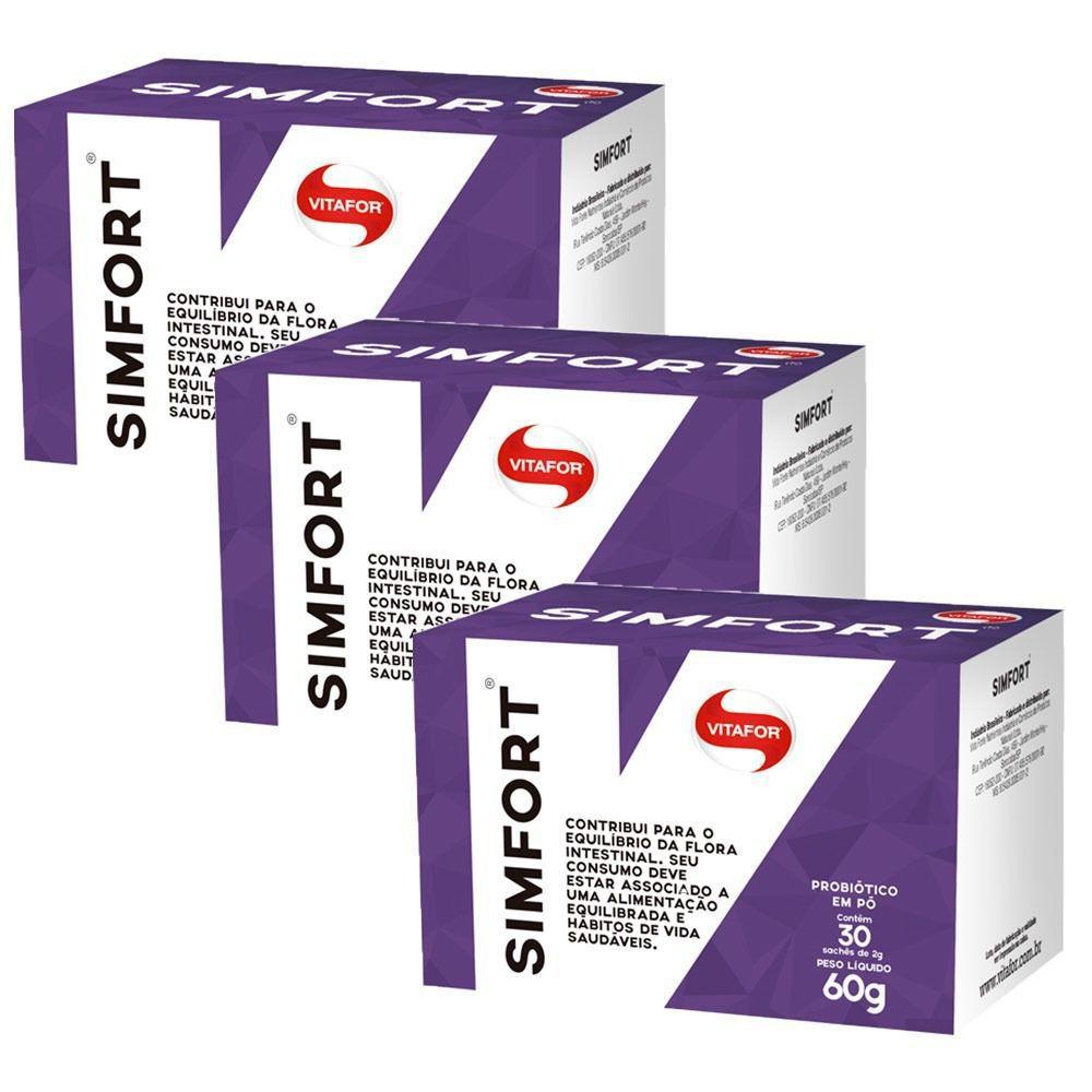 Kit com 3 x Simfort Probiótico 30 Sachês 2g Vitafor - Lactobacilos ...