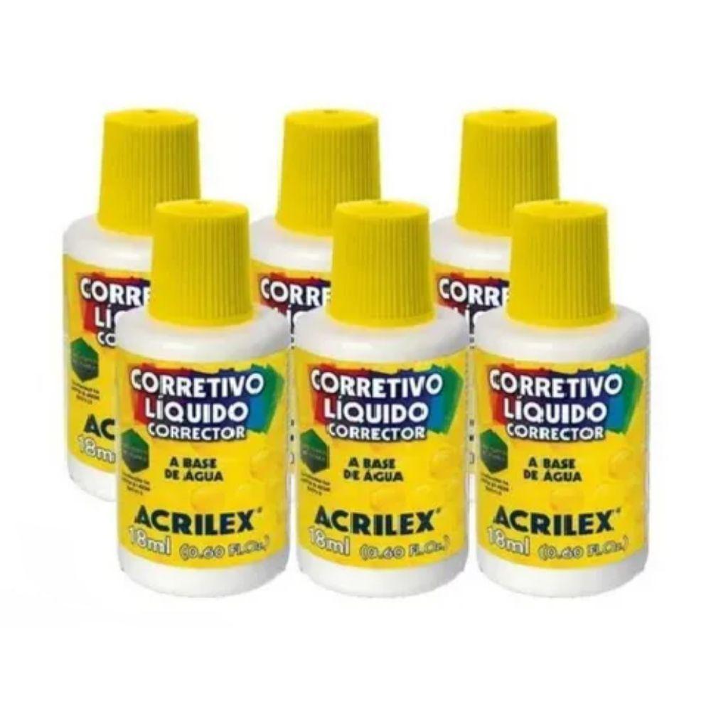 Kit com 6 Corretivo Liquido 18ml Acrilex - Corretivo Escolar - Magazine ...