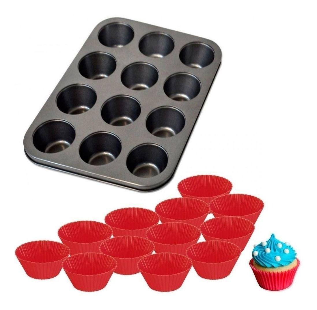 Kit Confeiteiro 8 peças + Forma Cupcakes 12 Cavidades Aço - Wellmix ...