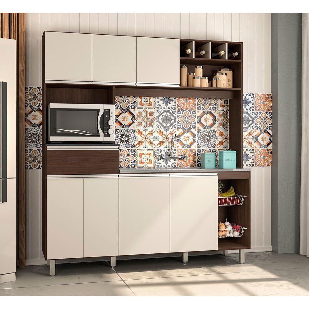 Kit Cozinha 7 Portas 1 Gaveta Flex Cuba e tampo Maria - Poliman Móveis ...