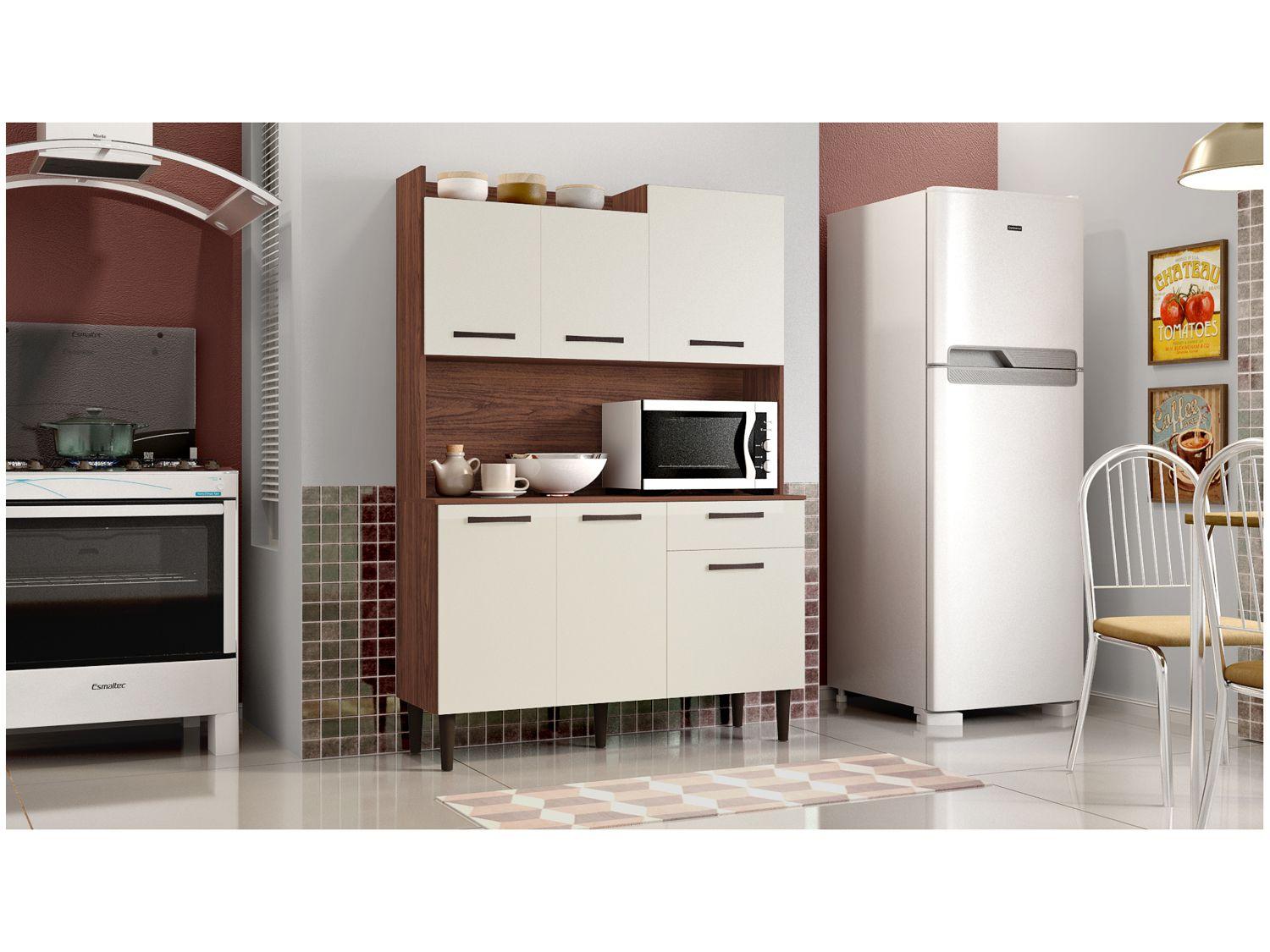 Kit Cozinha Kits Paraná Gênova com Balcão - com Tampo 6 Portas 1 Gaveta ...