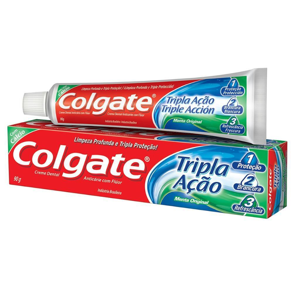 Kit Creme Dental Colgate Tripla Ação Menta Original 90g com 6 unidades ...