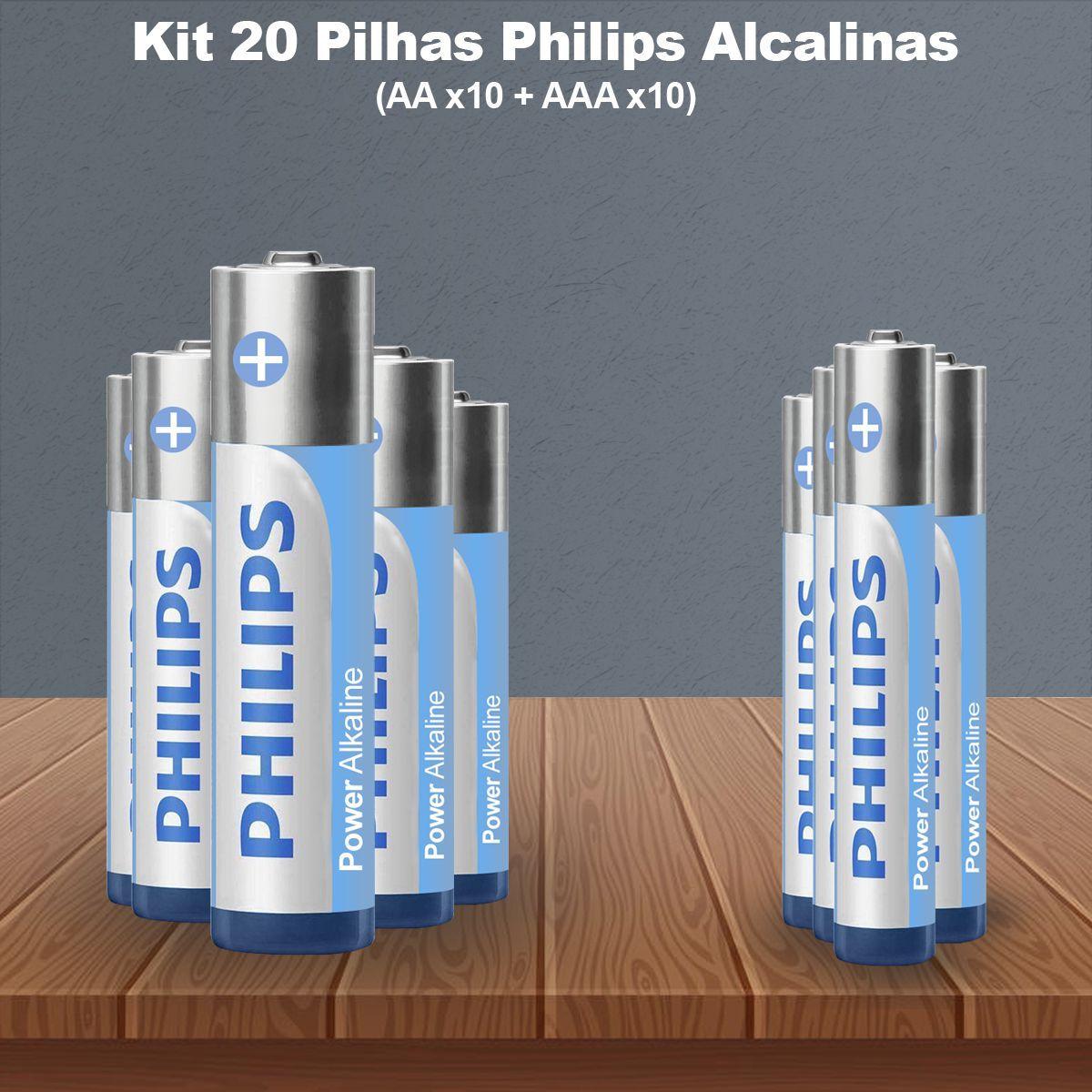 Kit De Pilhas Alcalinas Aa E Aaa Philips 1,5v - 20 Unidades - Pilhas - Magazine Luiza