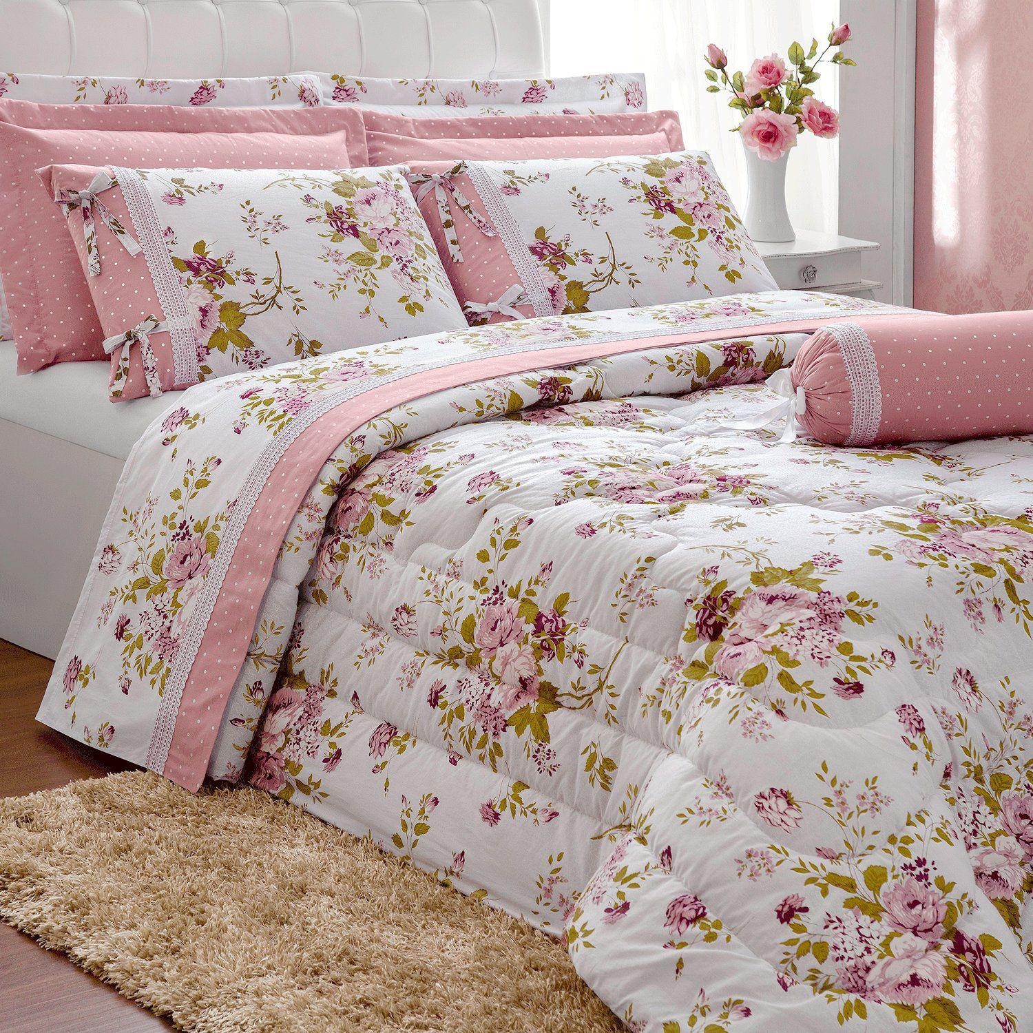 Kit Edredon Queen 5 Peças Floratta Percal Floral Rose - Casaborda ...