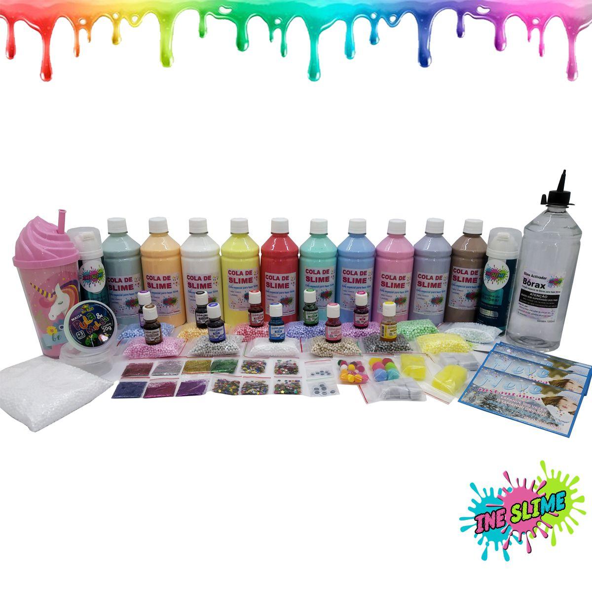 Kit Faça Seu Slime Completo Grande Com Neve Instantânea e Copo - Ine ...