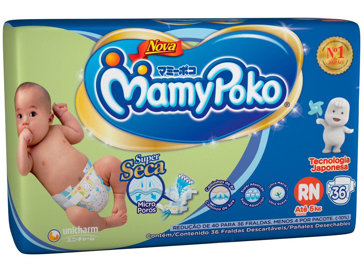 Kit Fraldas MamyPoko Fralda-Fita Tam. RN - 5kg 4 Pacotes com 36 ...