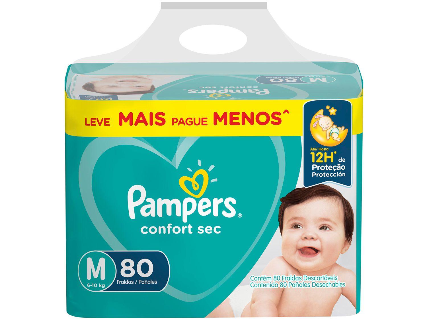 Kit Fraldas Pampers Confort Sec Tam. M 6 a 10kg 2 Pacotes com 80 ...