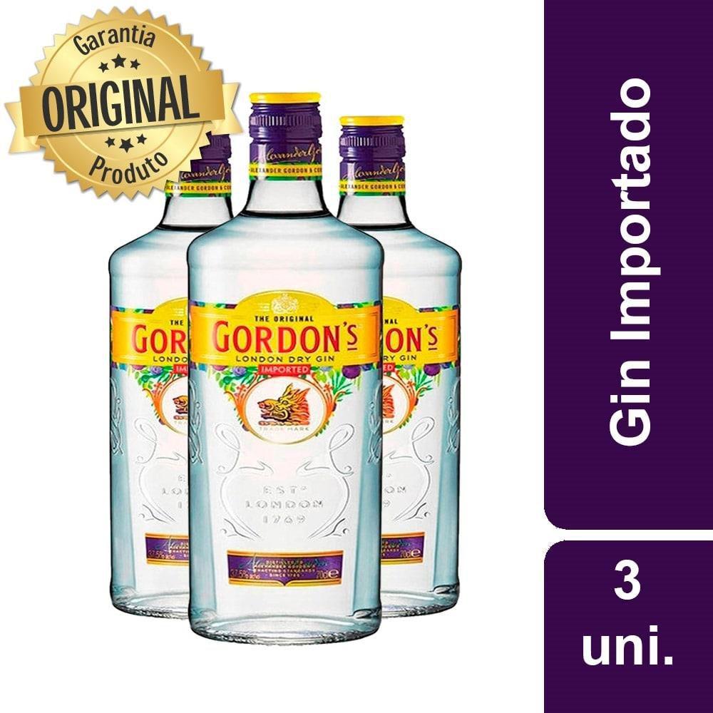 Kit Gin Importado Gordons 750ml - 3 garrafas - Gin - Magazine Luiza