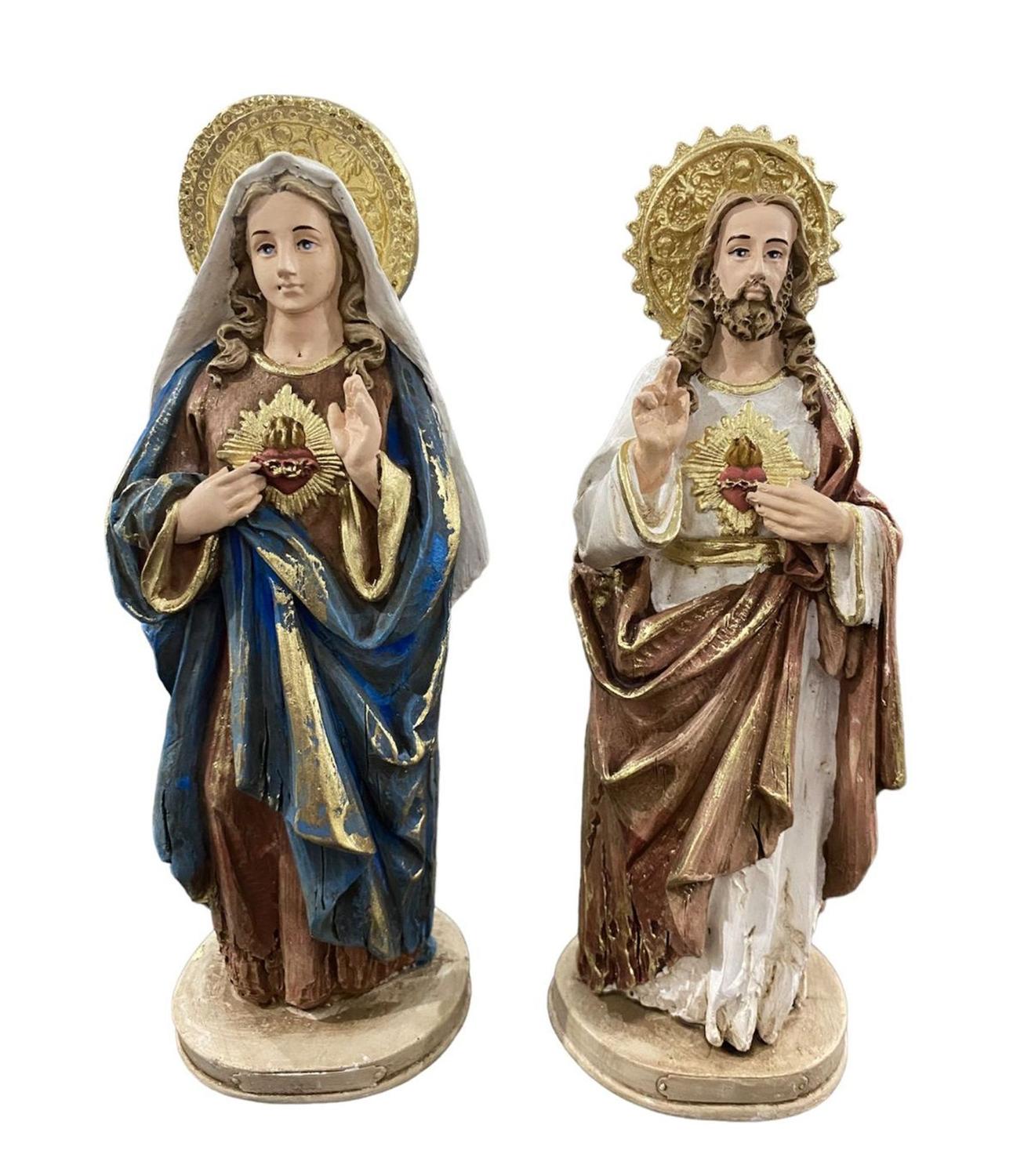 Imagens Sagradas De Jesus E Maria Tela Para Quadro 70x50 Sagrado