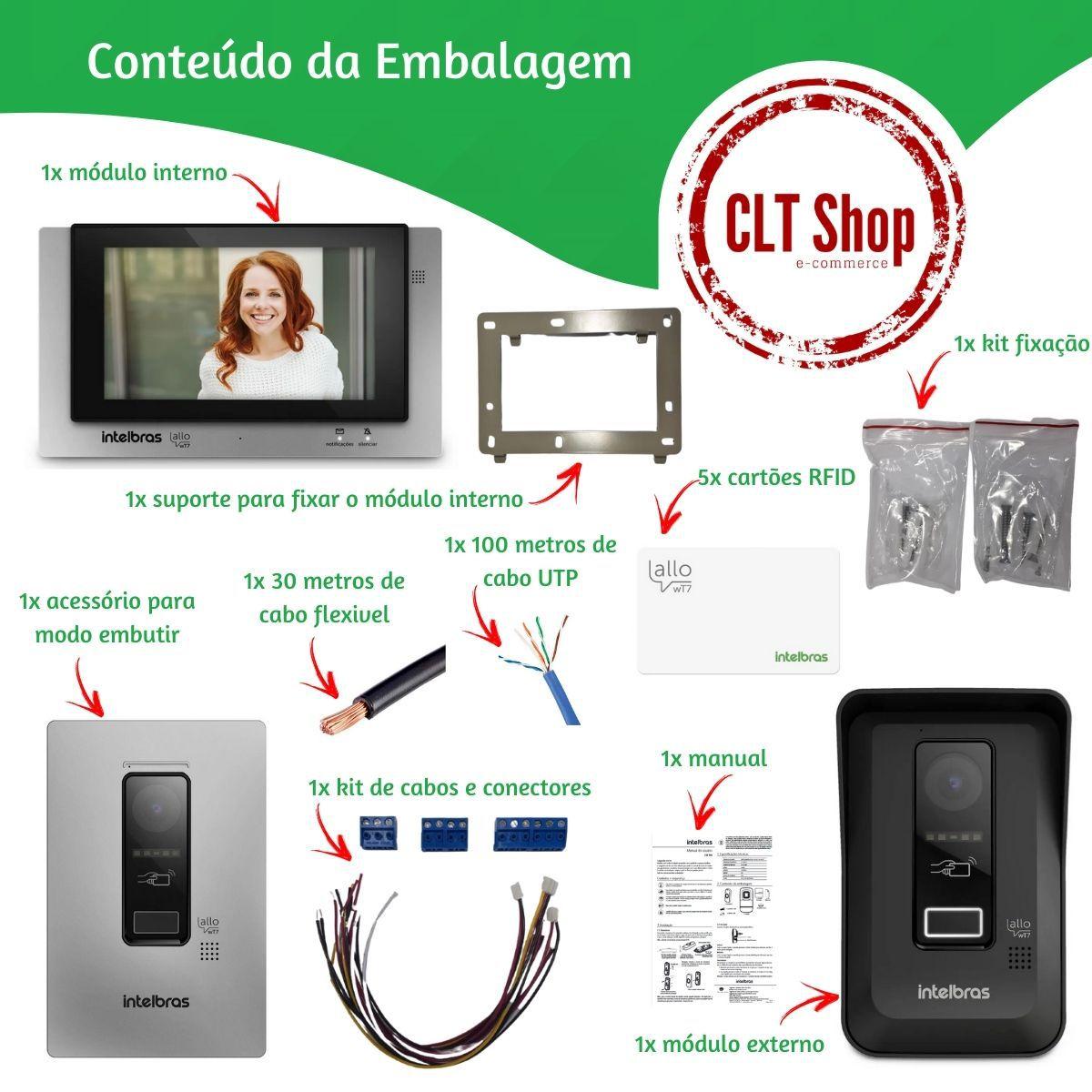Kit Interfone Porteiro Eletronico Camera Com Cabo 100 metros ...