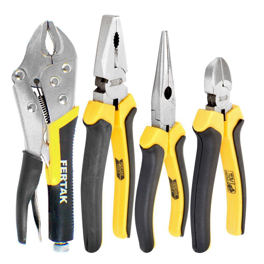 Kit Jogo De Alicates - Universal - Corte - Bico - Pressão - Fertak ...