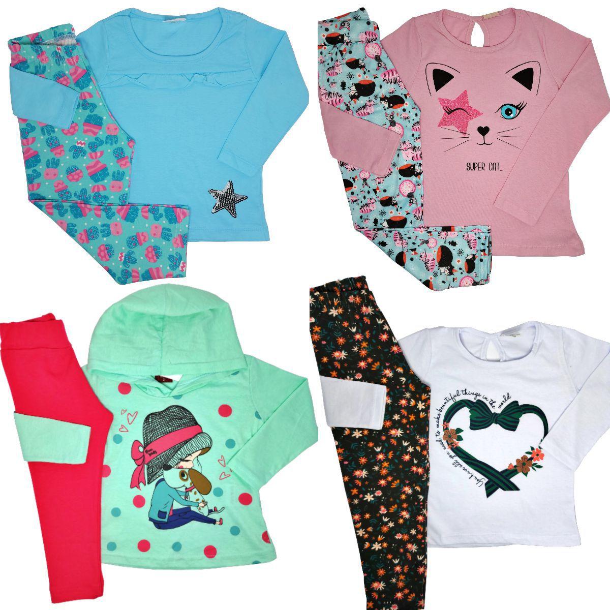 Kit Lote 6 Conjuntos Menina Inverno Roupa Infantil Atacado 4/6/8 ...
