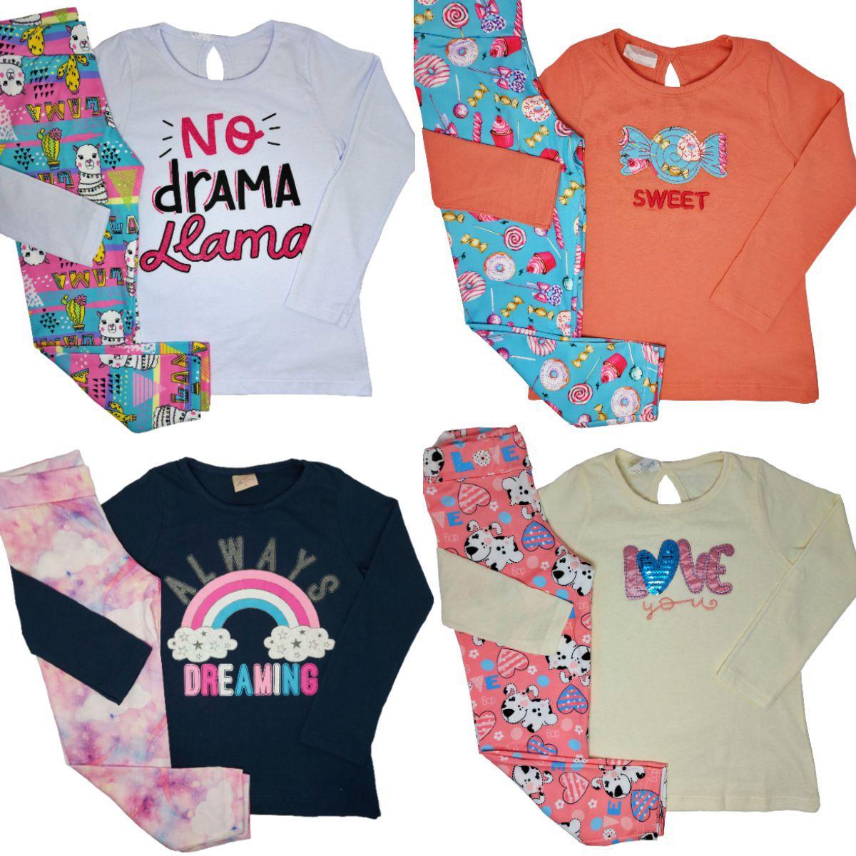 Kit Lote 6 Conjuntos Menina Inverno Roupa Infantil Atacado 4/6/8 ...