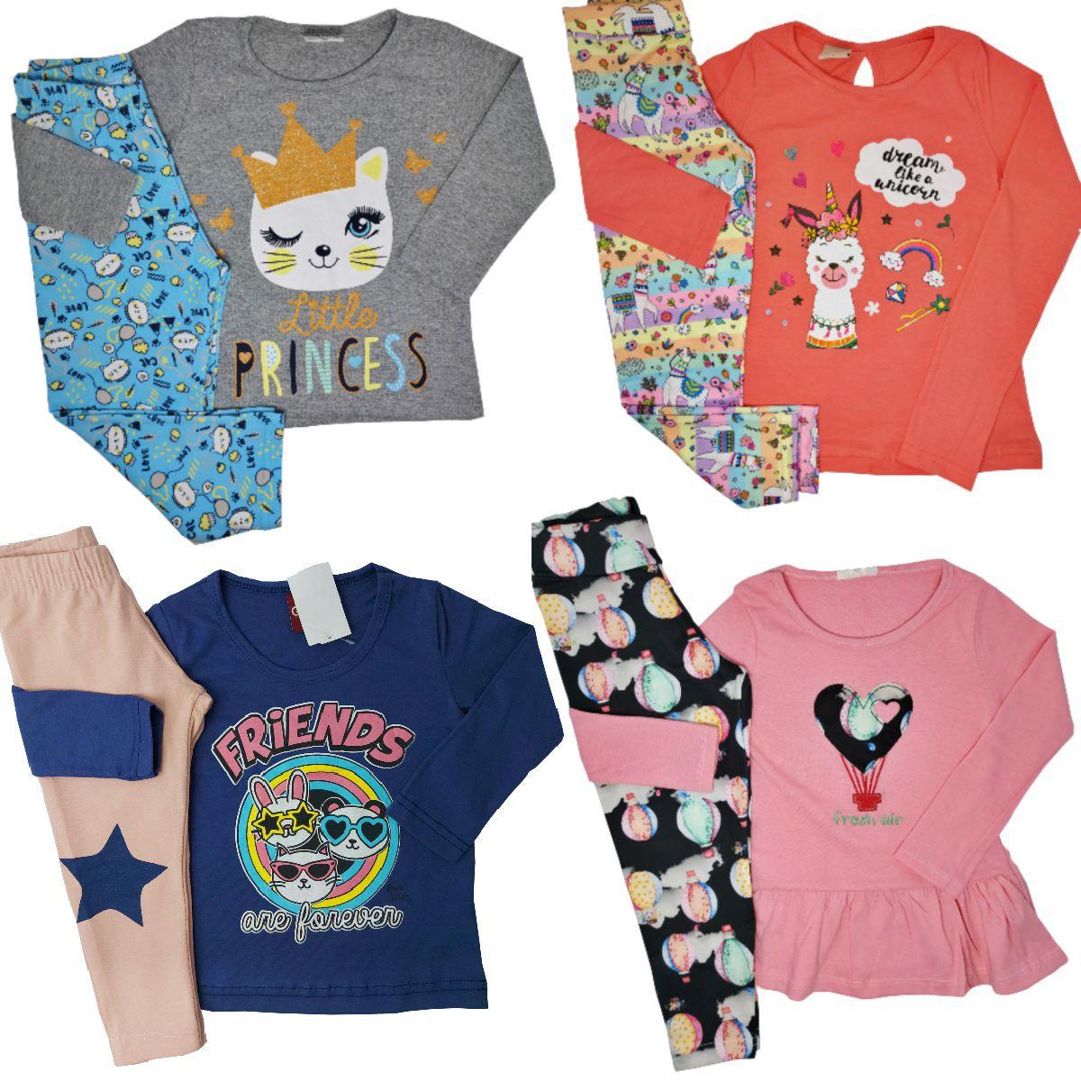 Kit Lote 6 Conjuntos Menina Inverno Roupa Infantil Atacado 4/6/8 ...