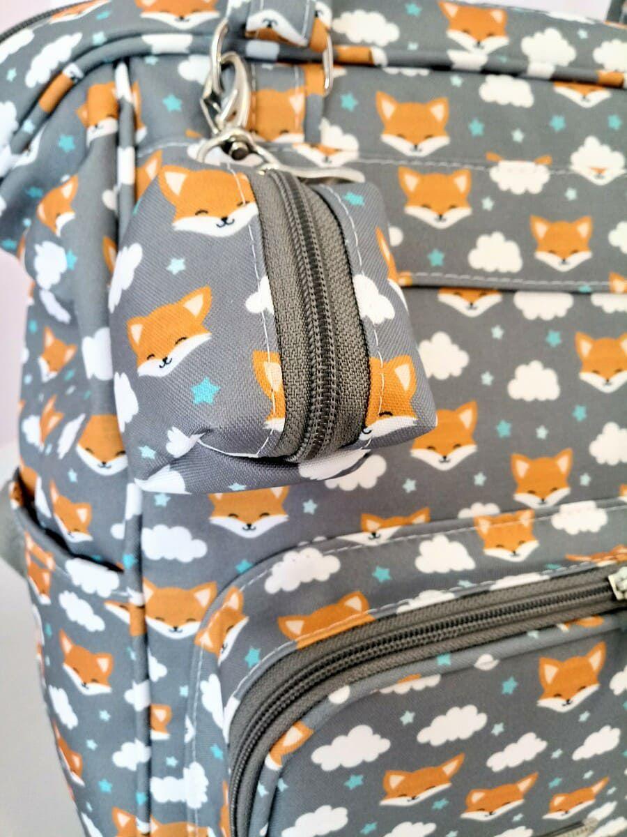 Kit mala retangular e mochila funcional raposinha cinza fazendo arte ...