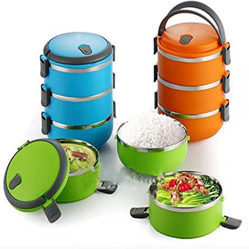 Kit marmita fitness tripla inox marmiteira termica hermetica 3 ...