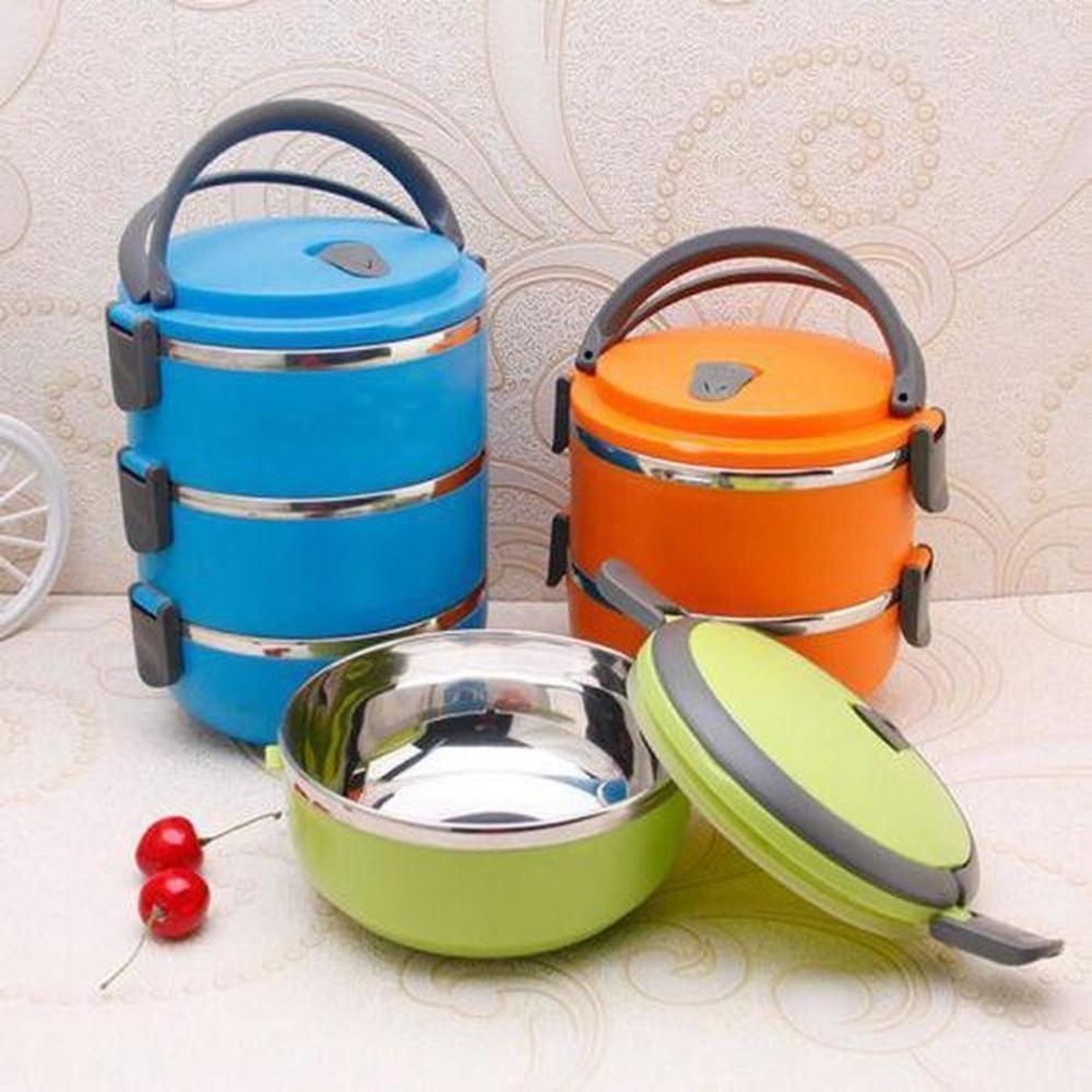 Kit marmita fitness tripla inox marmiteira termica hermetica 3 ...