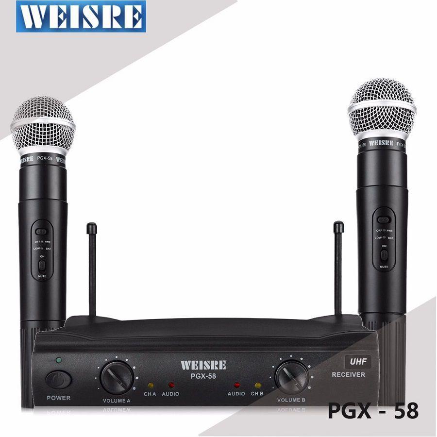 Kit Microfone Sem Fio Duplo Weisre Pgx-58 Uhf Profissional - Microfone ...