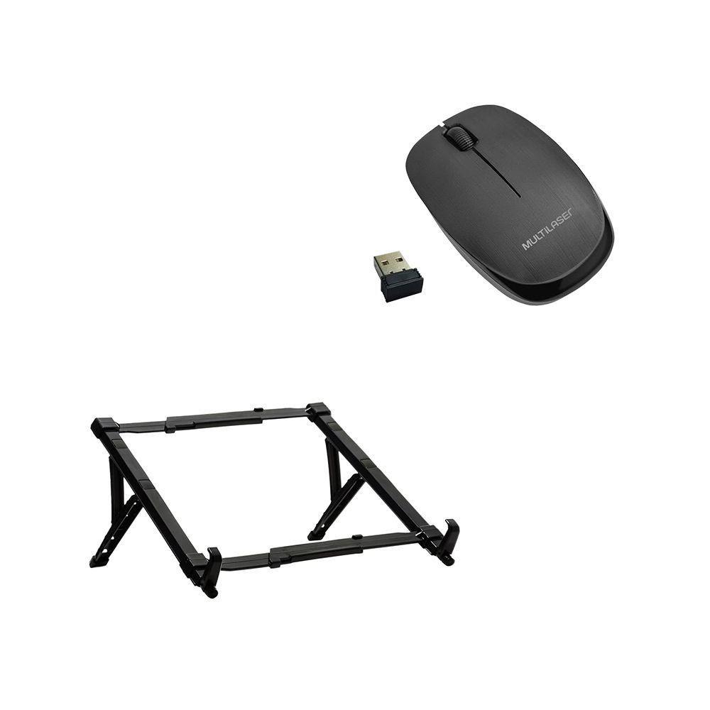 Kit Multilaser - 01 Suporte Para Notebook Regulável + Mouse Sem Fio ...