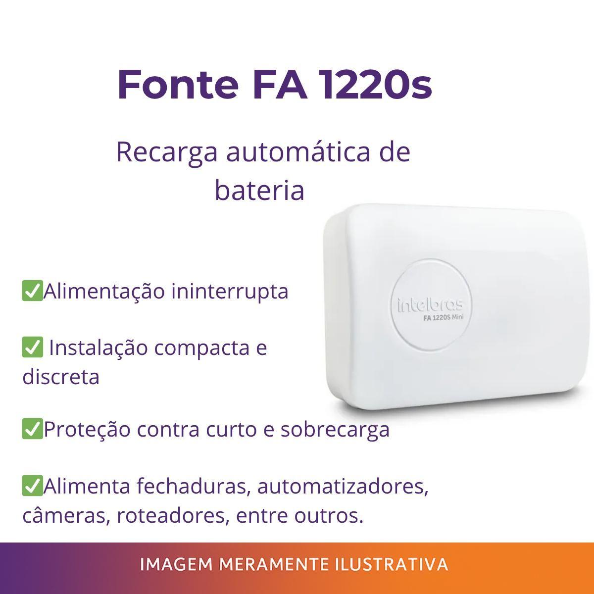 Kit Nobreak Intelbras FA 1220S Mini com Bateria Fonte Ininterrupta para ...