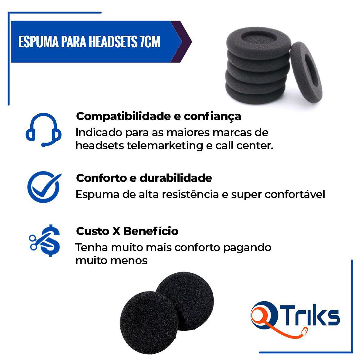 Kit Par - Com 2 Espumas Headset PLANTRONICS 7cm - Triks - Espuma para ...