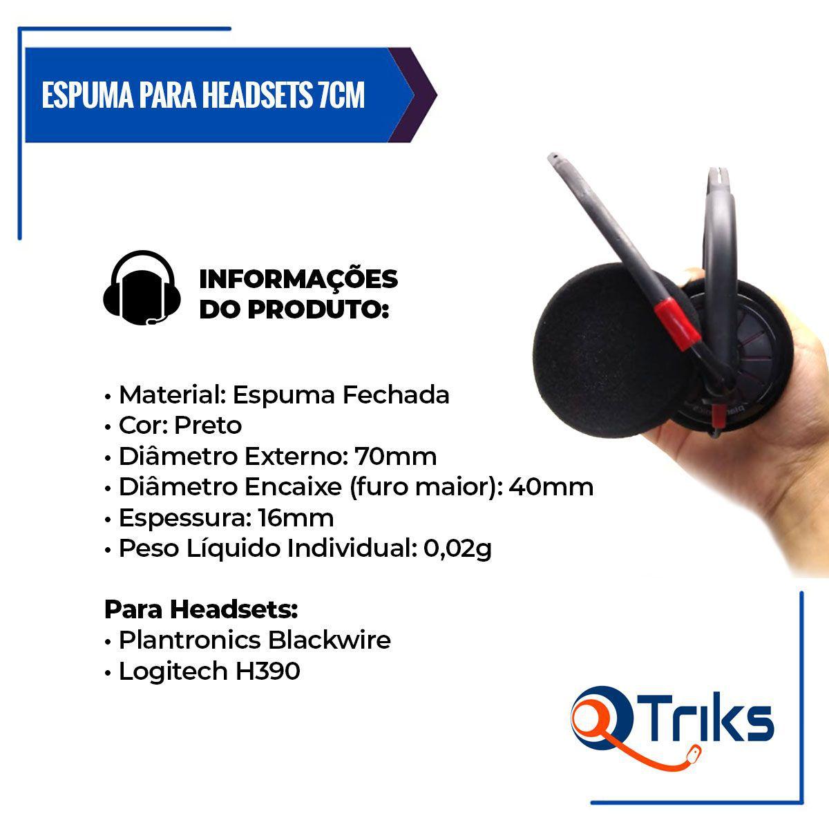 Kit Par - Com 2 Espumas Headset PLANTRONICS 7cm - Triks - Espuma para ...