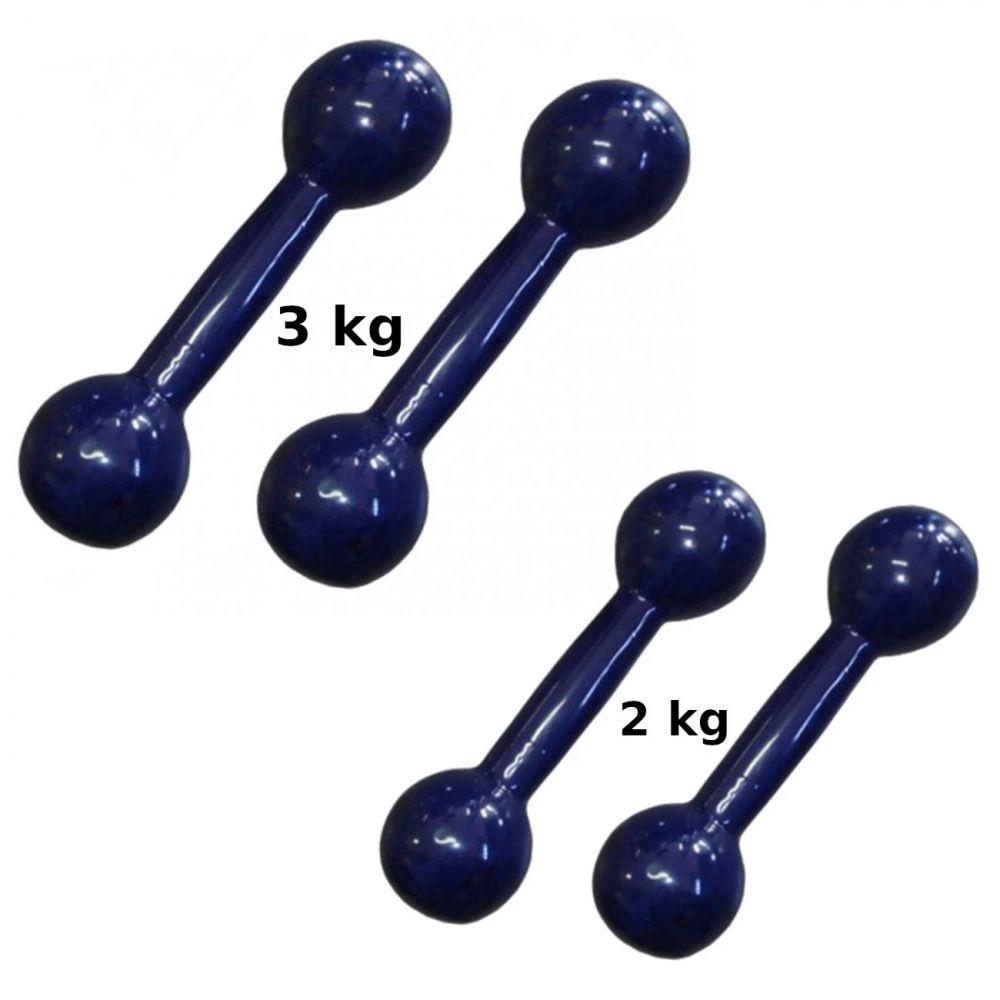 Kit Par de Halter de 2kg + Par Halter 3kg Emborrachado Azul Mega Peso ...