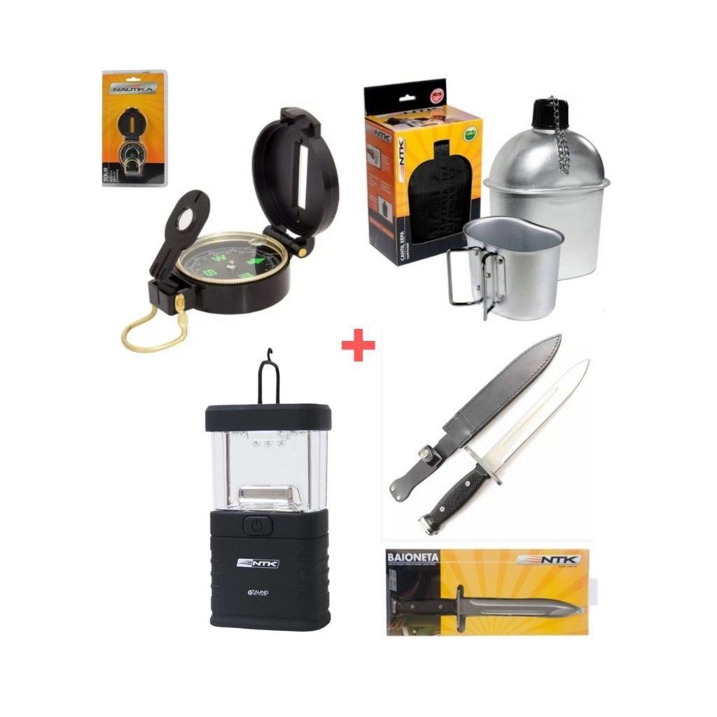 Kit para camping cantil mini lampiao bussola e faca baioneta - Lampião ...