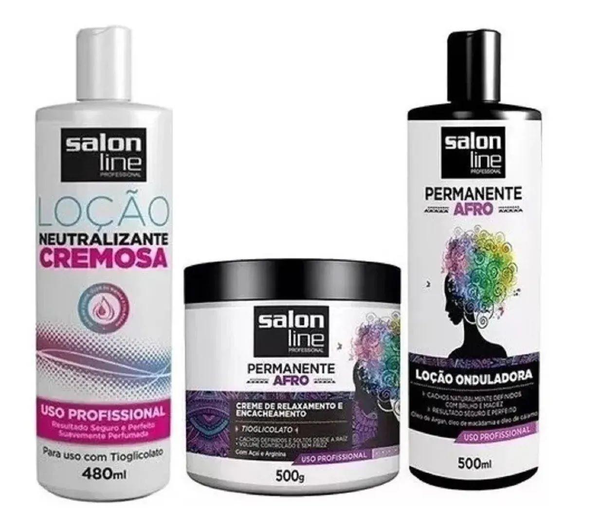 Kit Permanente Afro Salon Line ( 3 Produtos ) - Relaxamento Capilar ...