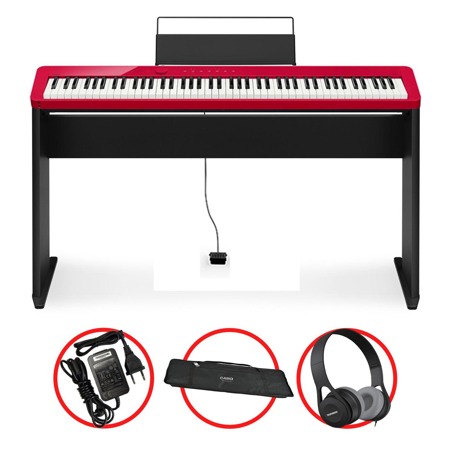 Kit Piano Casio Digital 88 Teclas Privia PX-S1000 Vermelho USB e ...