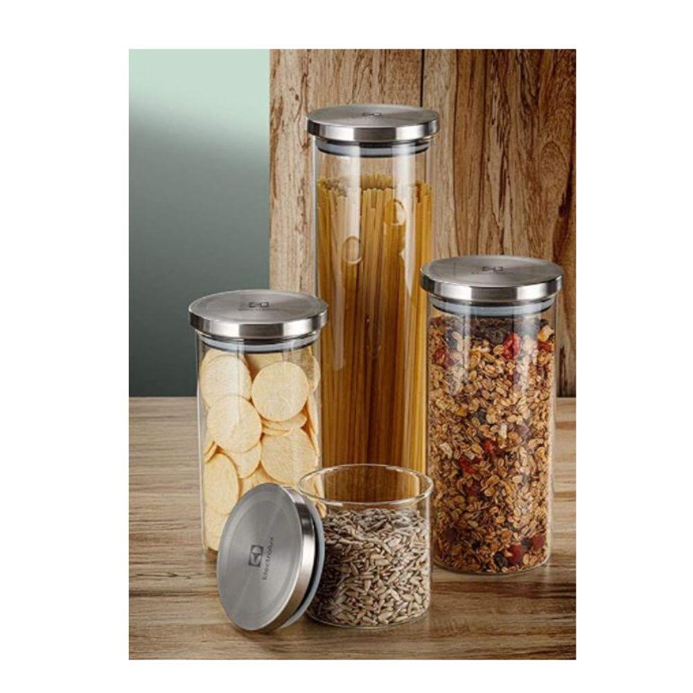 Kit Potes de Vidro Hermético tampa inox porta mantimentos, 4 unidades ...