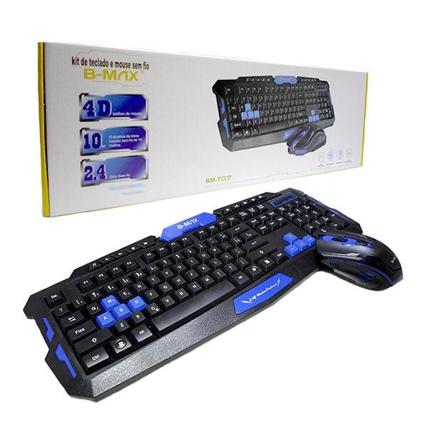 Kit Teclado e Mouse Gamer Sem Fio Wireless 1600 DPI B-max BM-T07 - Kit ...