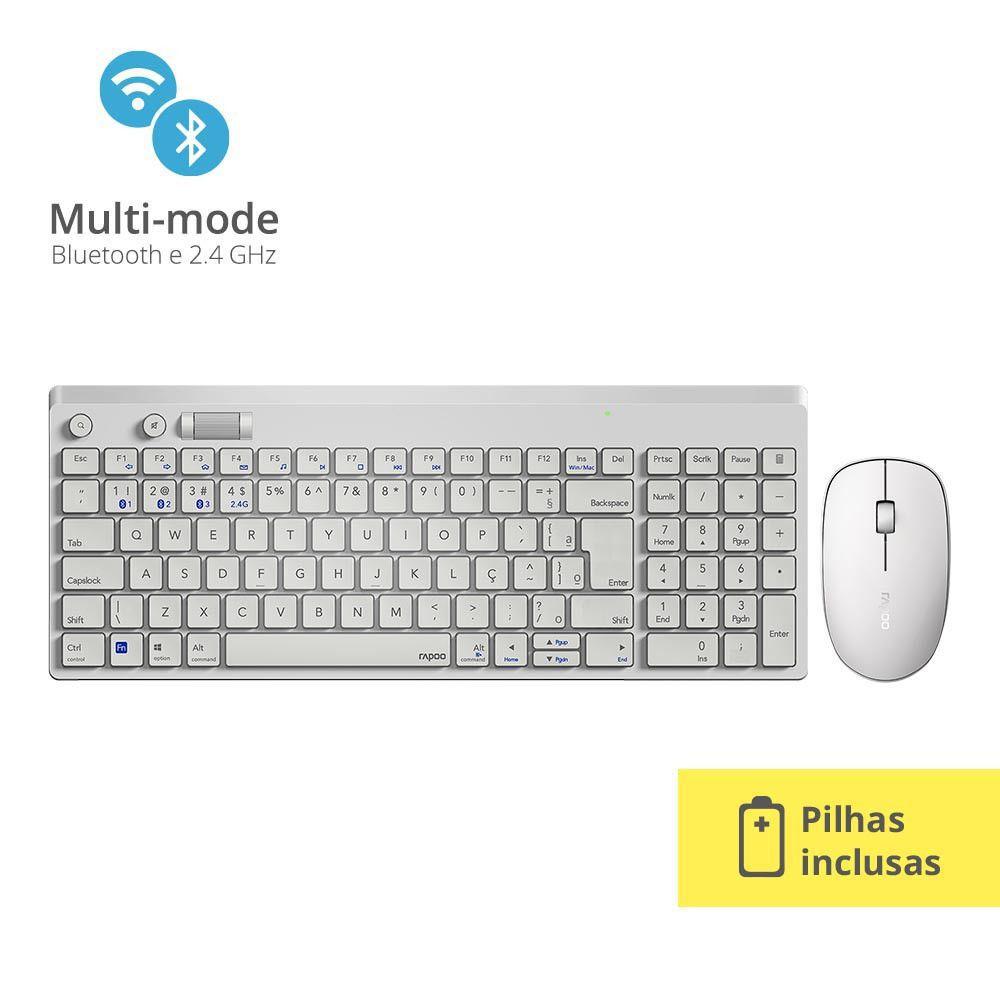 Kit Teclado e Mouse Sem Fio Rapoo 2.4 ghz 5 Anos de Garantia Pilha ...
